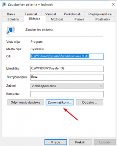 Zaustavitev operacijskega sistema Windows 10 %